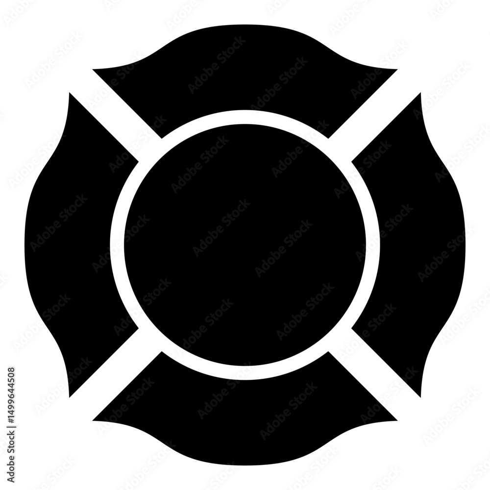 Firefighter cross Malta emblem fire fighter dept icon black color ...