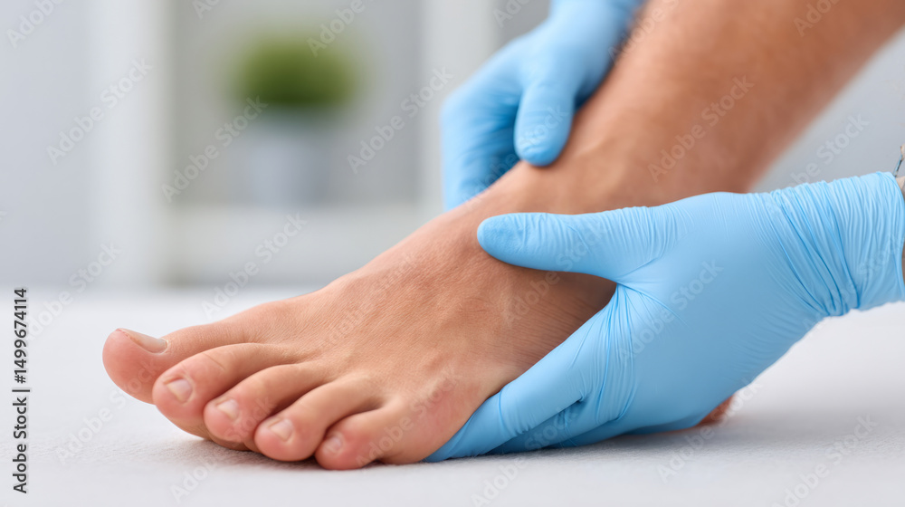 Medical checkup close-up: doctor assessing pulses in patient's feet for ...