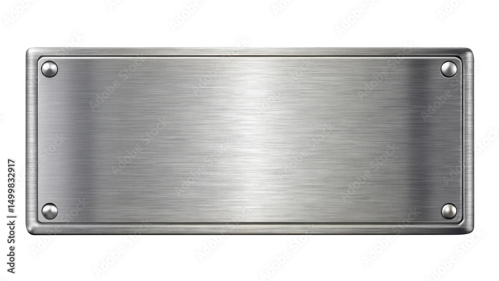 silver shiny blank metal nameplate isolated on transparent white ...