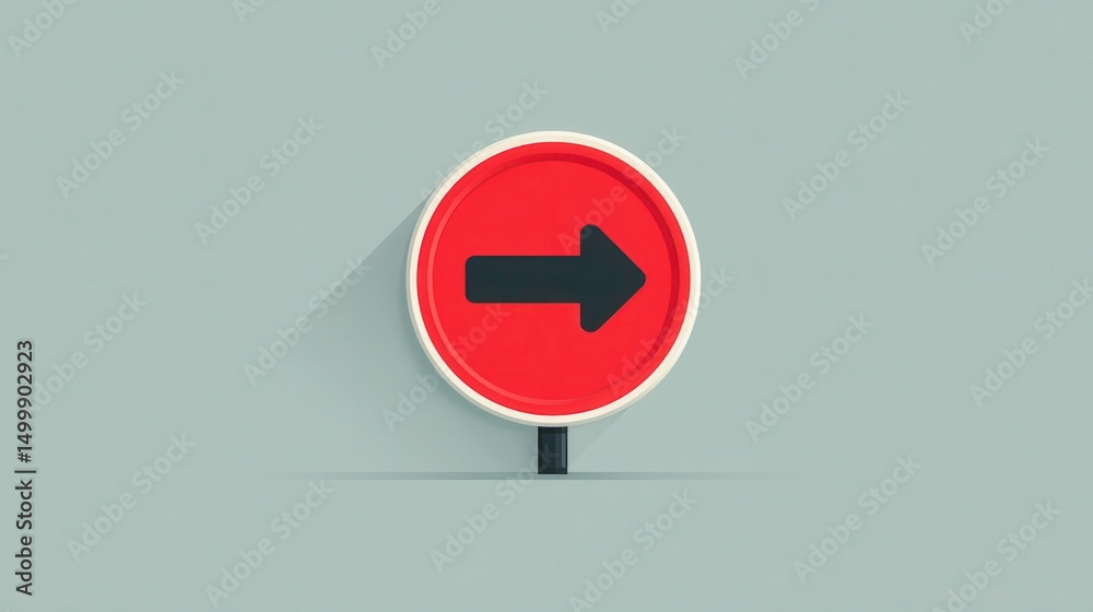 Street hazard sign with detour direction, isolated on solid grey ...