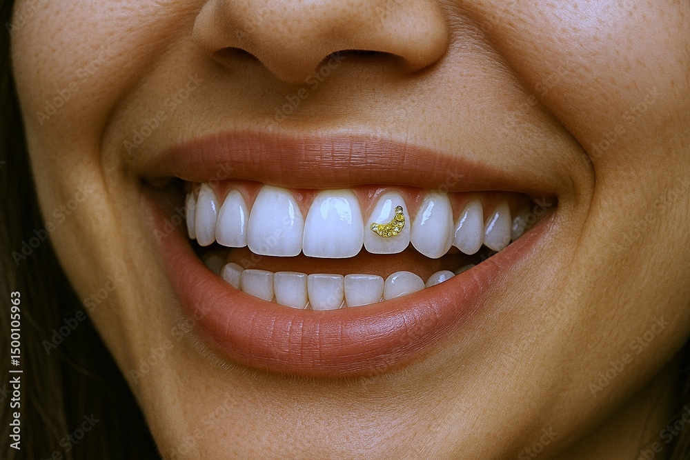 Smile with skyce on teeth in the shape of a banana. Adaptation for ...