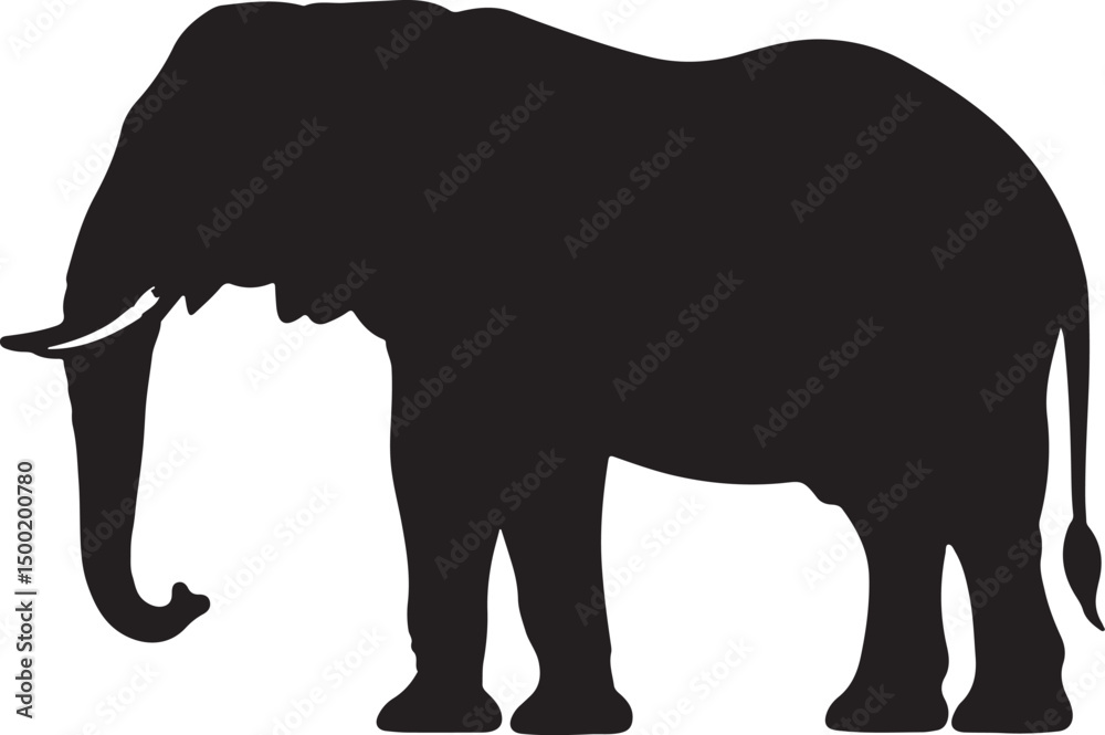 Elephant side view vector silhouette on white background Stock Vector ...