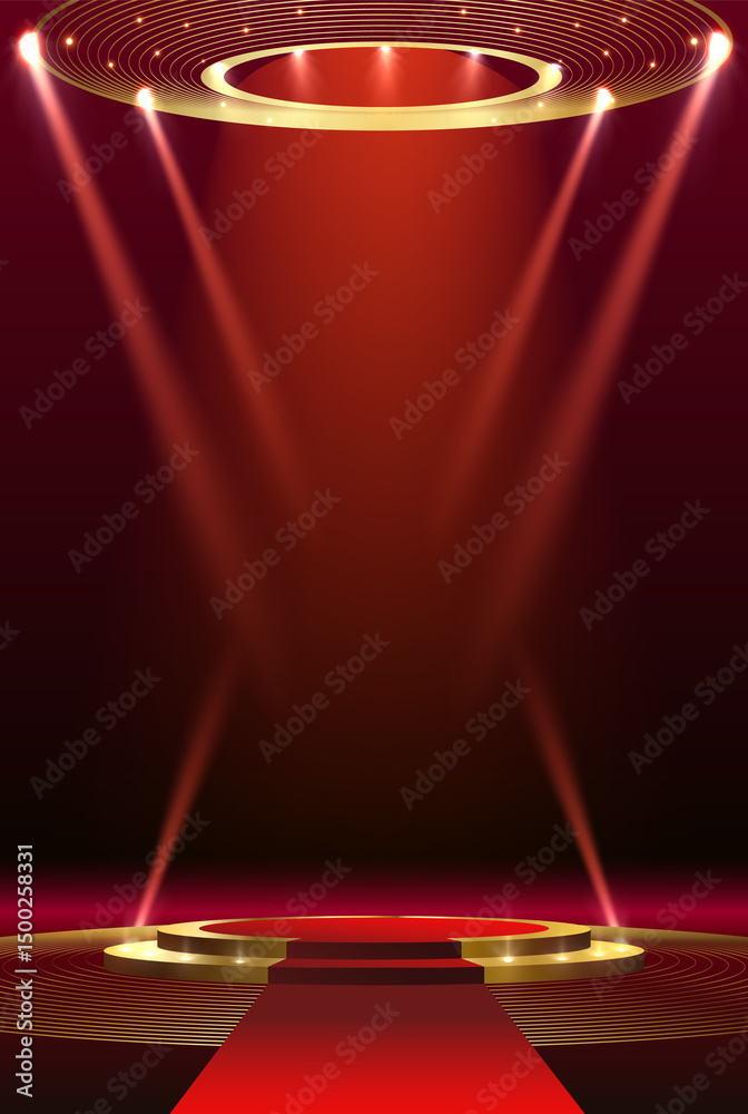 Red Carpet and Gold Fashion Event Invitation, Decorative Classic Look ...