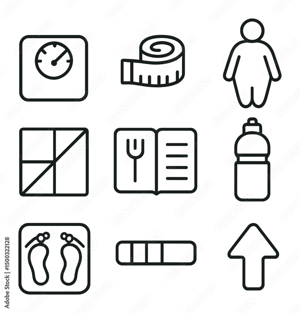 Image vectorielle Stock Weight Tracker Icons. Outline icon set of ...