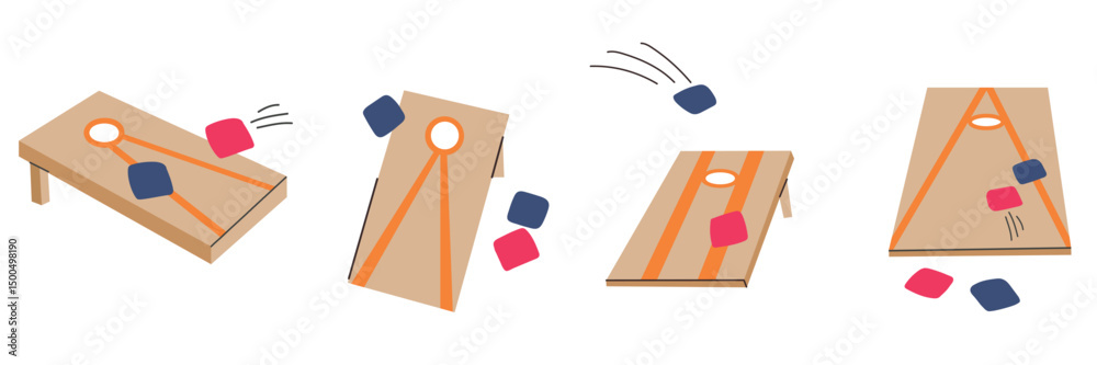 Cornhole game set collection icon clipart logotype isolated ...