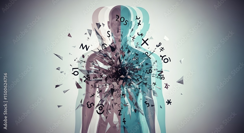 Ilustración de Stock Abstract Depiction of a Human Figure Split into ...