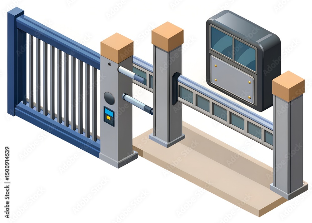 ภาพประกอบ Stock Automated gate system with integrated control panel and ...