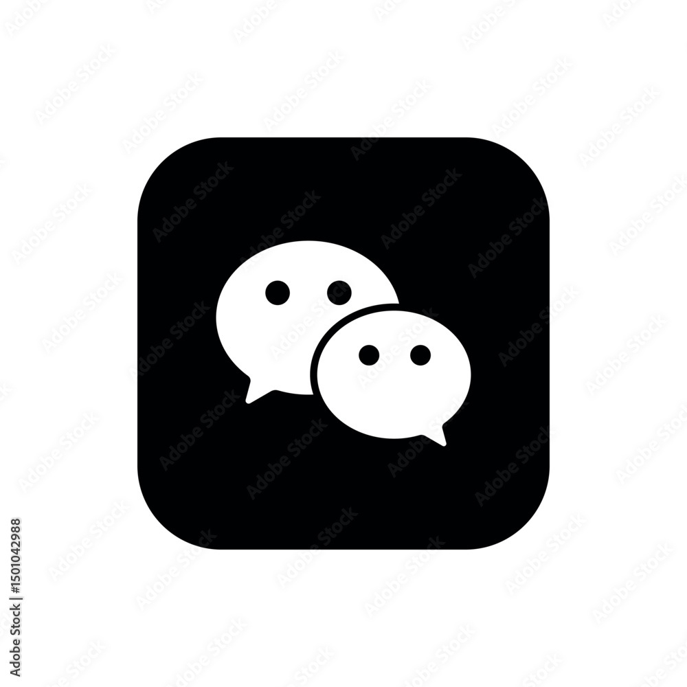 WeChat Black Logo Icon, WeChat App Vector, Editable SVG, PNG ...