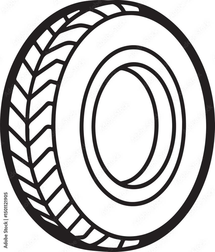 Stock-Vektorgrafik „tire line art, black outline, vector and ...
