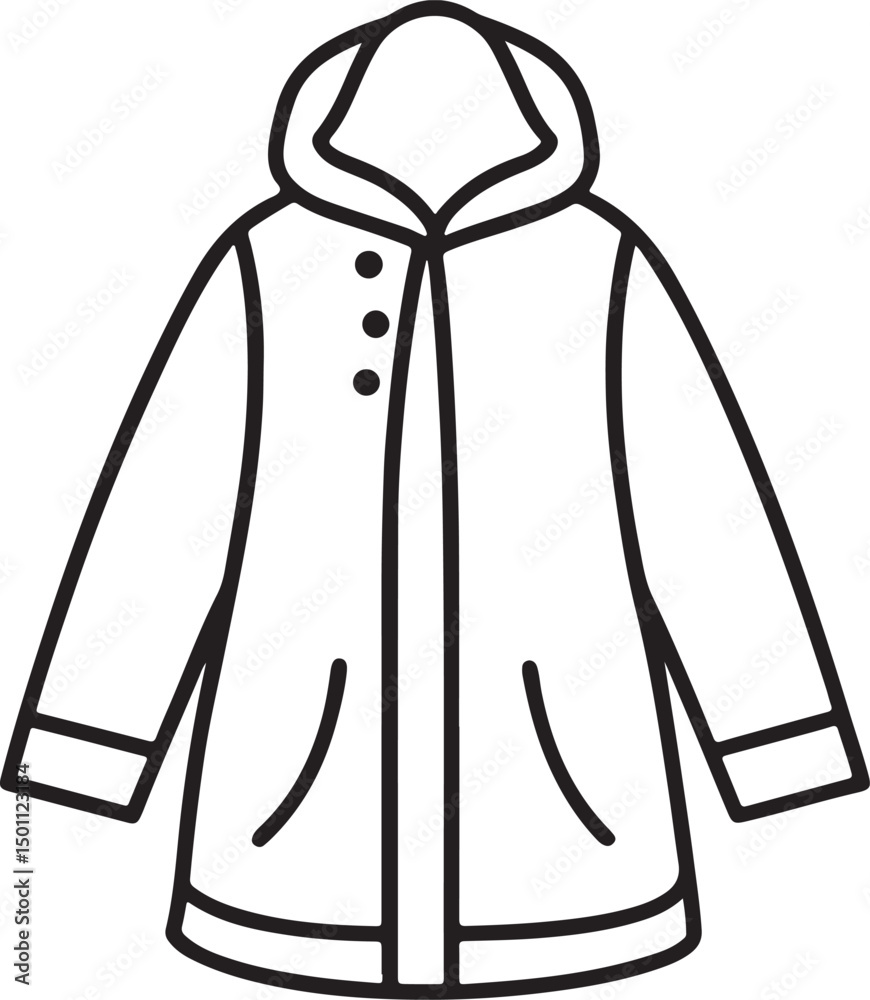 raincoat line art, black outline, vector and illustration, coloring ...