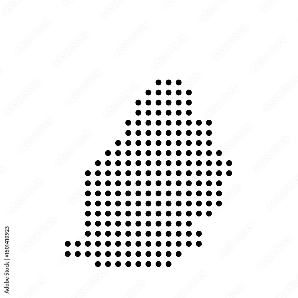 Mauritius country dotted map. Black spot pixel illustration isolated on ...