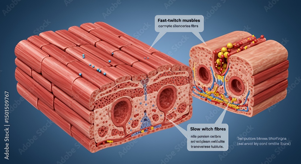 3D Illustration of Fast and Slow Twitch Muscle Fibers: A Detailed ...