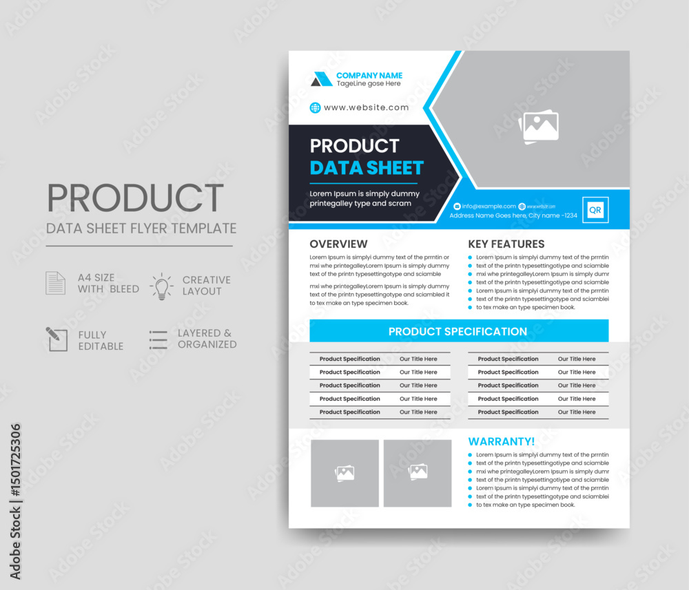 Product Data Sheet template design Stock Vector | Adobe Stock