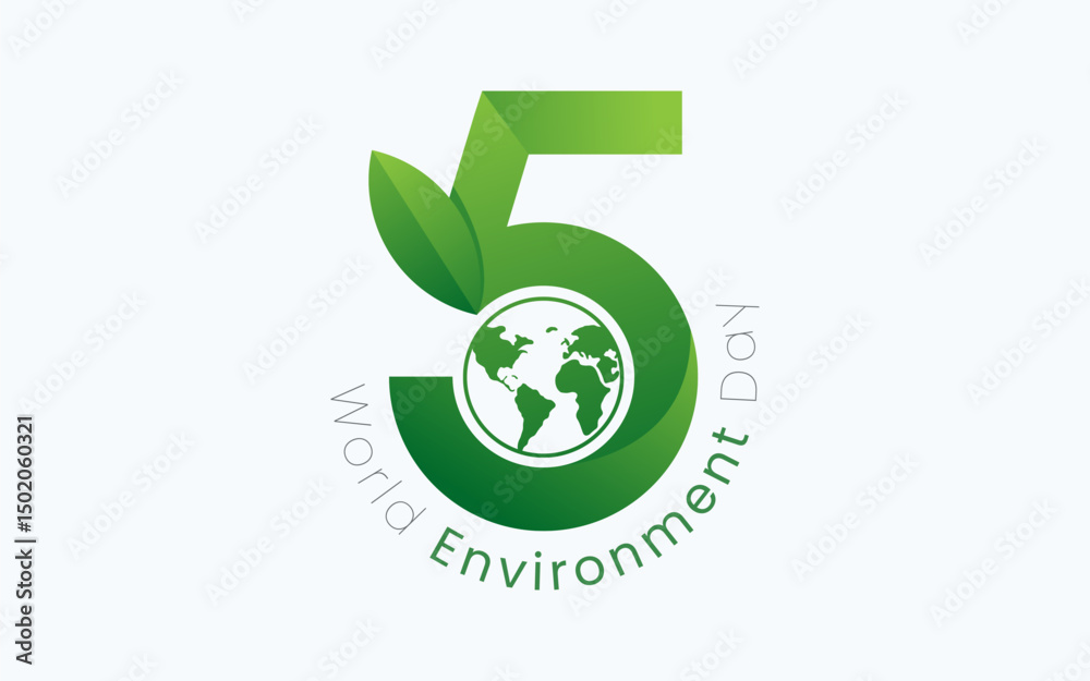 World Environment Day, celebrated every year on June 5th. Poster Design with Angka 5 World ...