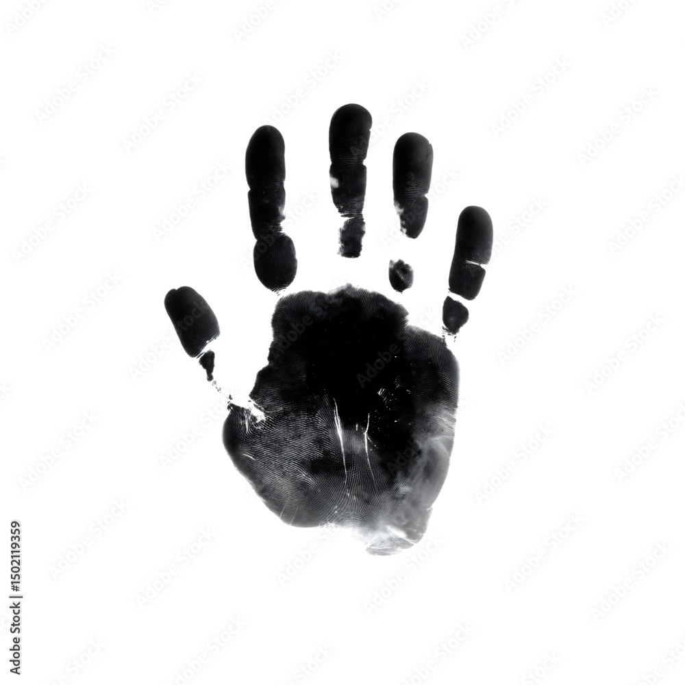 Black handprint on transparent background. Human hand print for ...