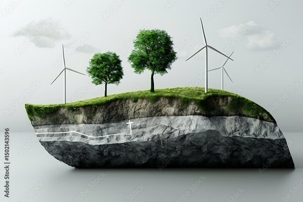 Stock-Foto „sustainable energy infographic, infographic visualizing renewable energy cycles ...