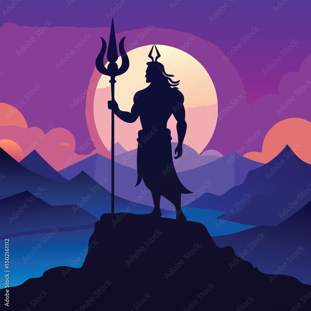 Vector de Stock Silhouette of Lord Murugan with spear in hand, standing ...