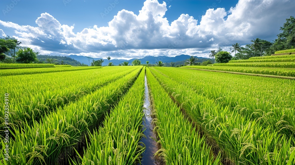 Stock-Illustration „Farmers farming on rice terraces. Ban Pa Bong Piang ...