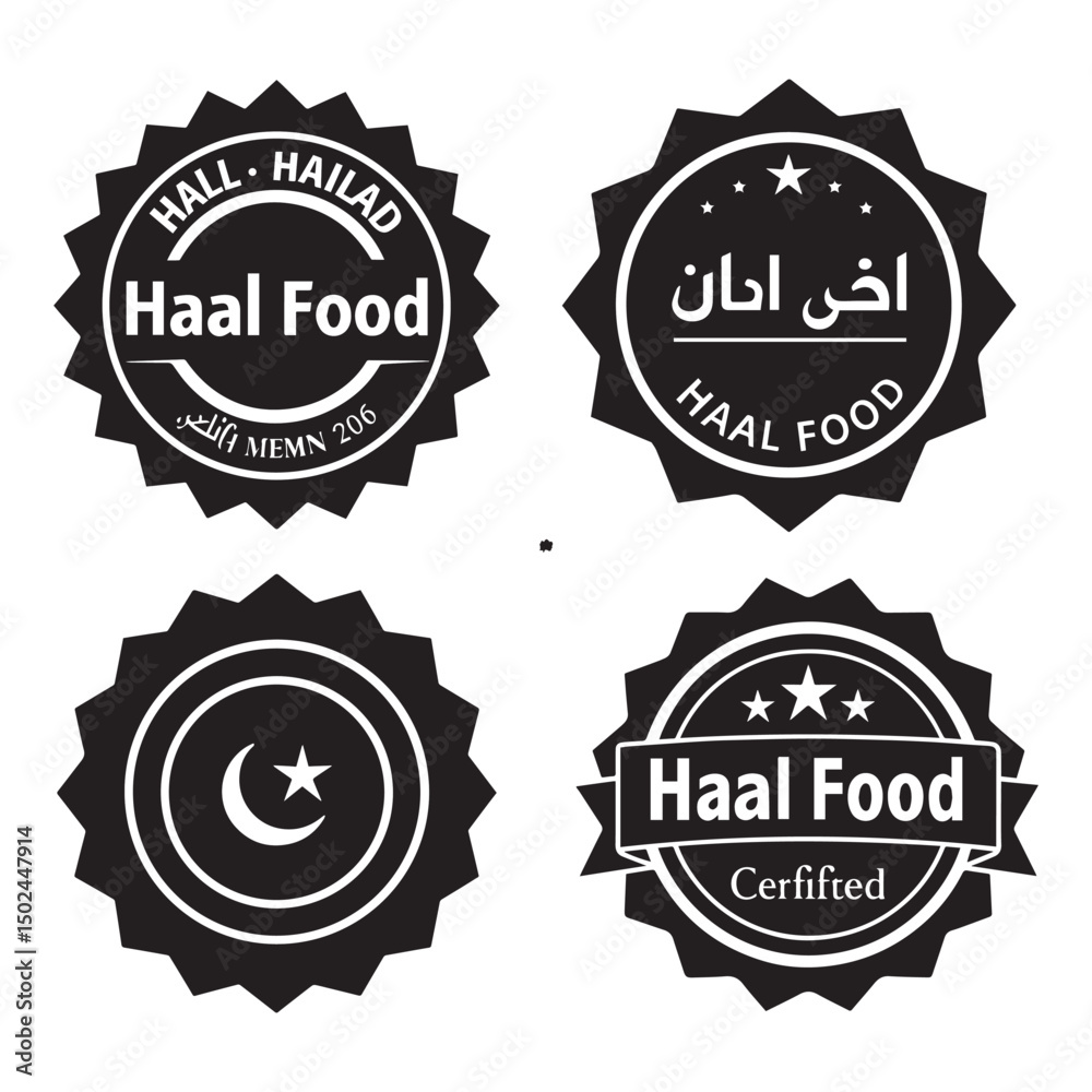 Image vectorielle Stock Halal Food Certification Logos Design Options ...