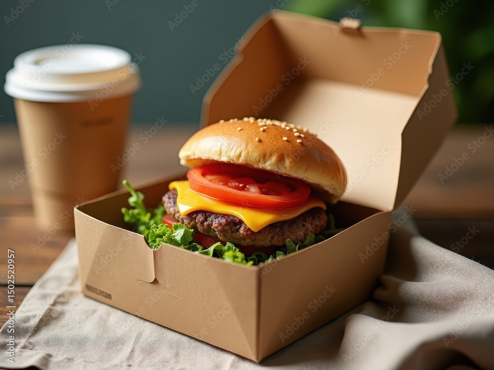 Eco-trends showcase a delicious burger in a sustainable container ...