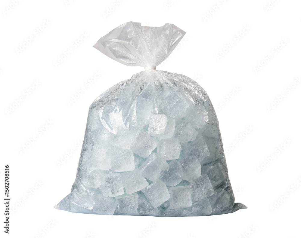 Ice cubes plastic bag isolated on a transparent background png Stock ...