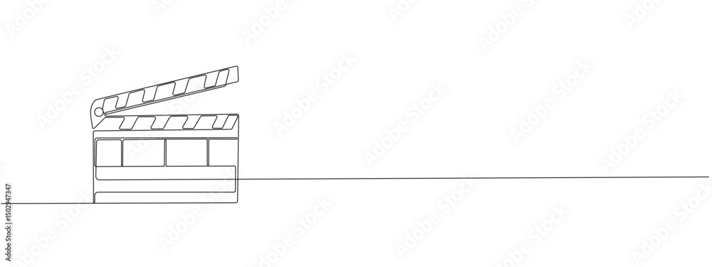Single continuous line drawing of a movie clapper. Retro style movie ...