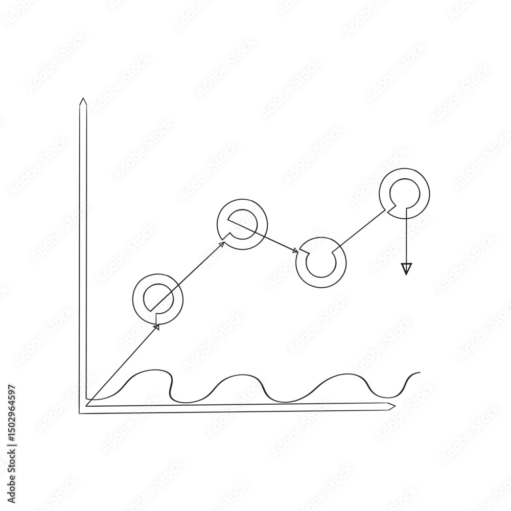 Continuous line Vetor Growing graph Icons Chart sign and symbol ...