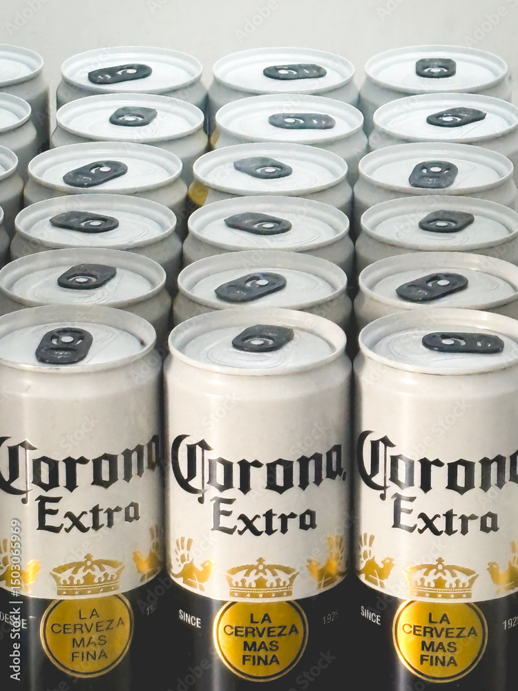 Cans of Corona Extra beer inside a cooler. Circa, May, 2025. Federal ...