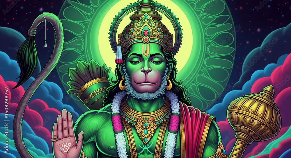Illustration Stock hanuman wallpaper hd 1080p animation 16:9 for laptop ...