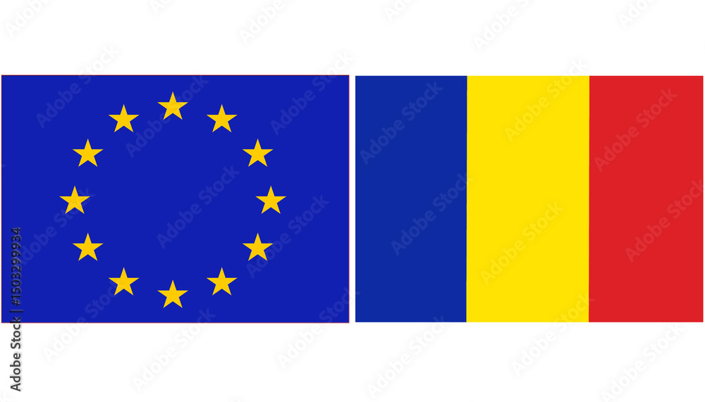 European Union Official flag with Chad national flag, both countries ...