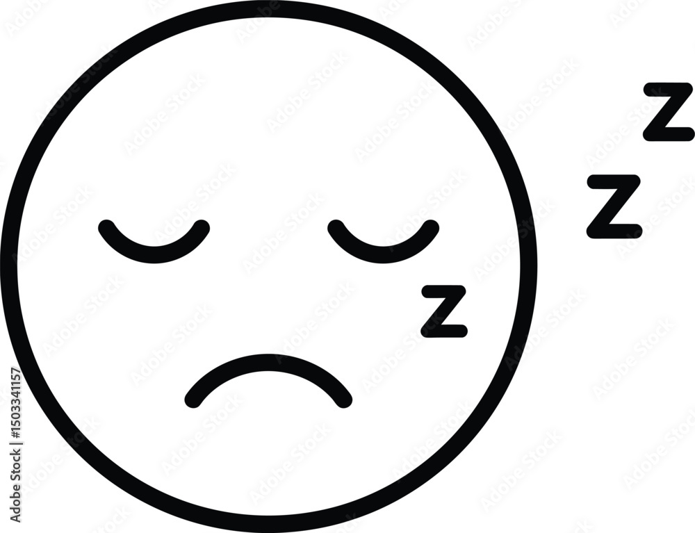 Sleepy Emoji: An illustrated emoji of a sleeping face, complete with ...