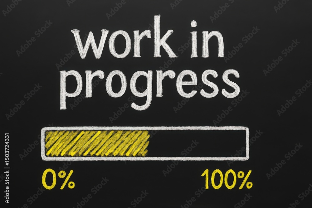 Work in Progress Concept on Blackboard Showing a Yellow Progress Bar ...