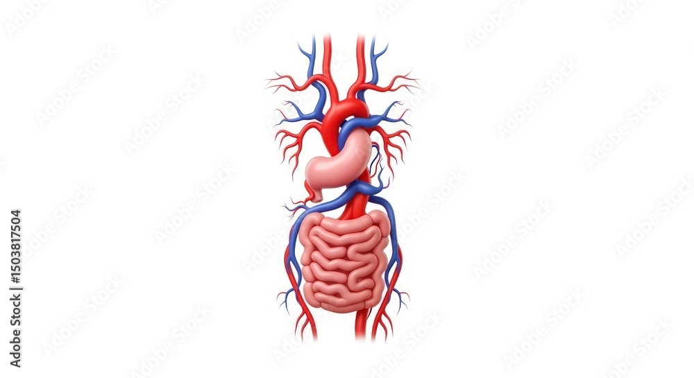 Human Digestive System Anatomy 3D Medical Illustration of Stomach ...