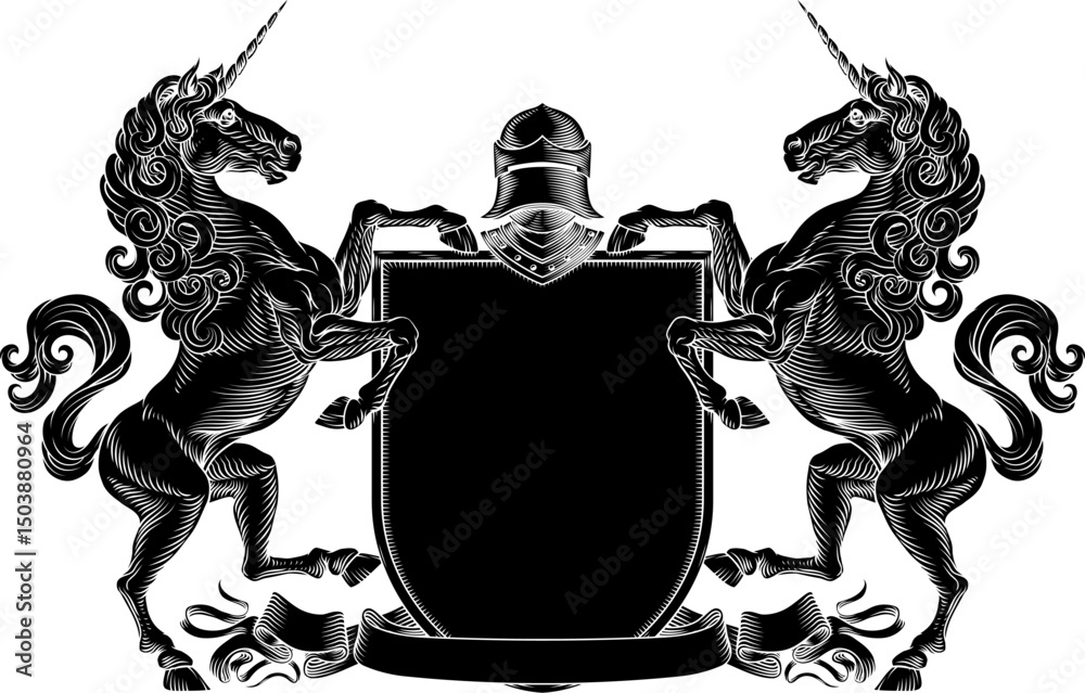 A heraldry crest unicorn horse family coat of arms heraldic shield ...
