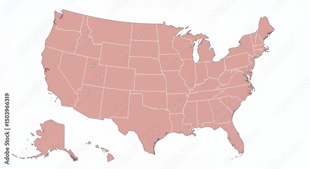 United States Map: A Simple Depiction of the Fifty States Stock ...