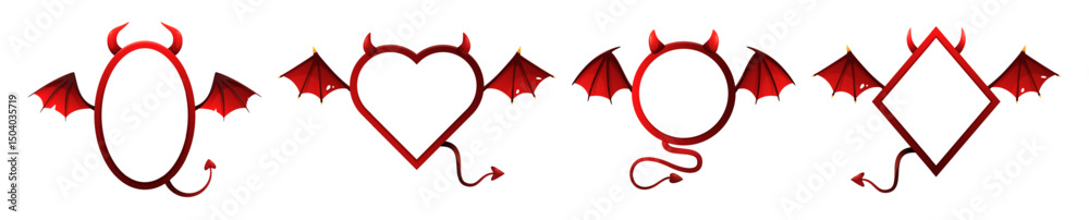 Stock-Vektorgrafik „Halloween devil frames. Demon photo frame with red ...