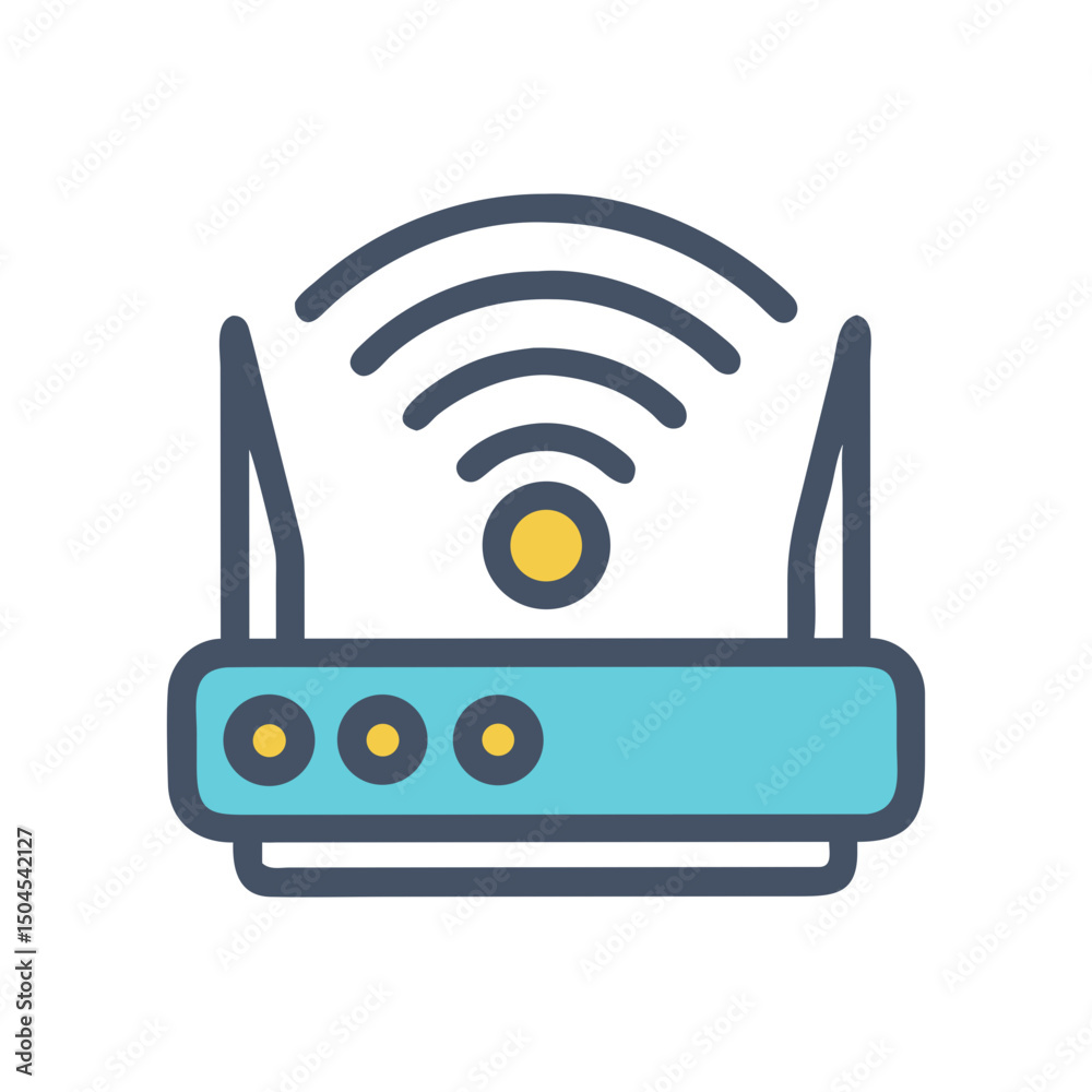 WiFi Router Icon Representing Internet Connection and Wireless ...