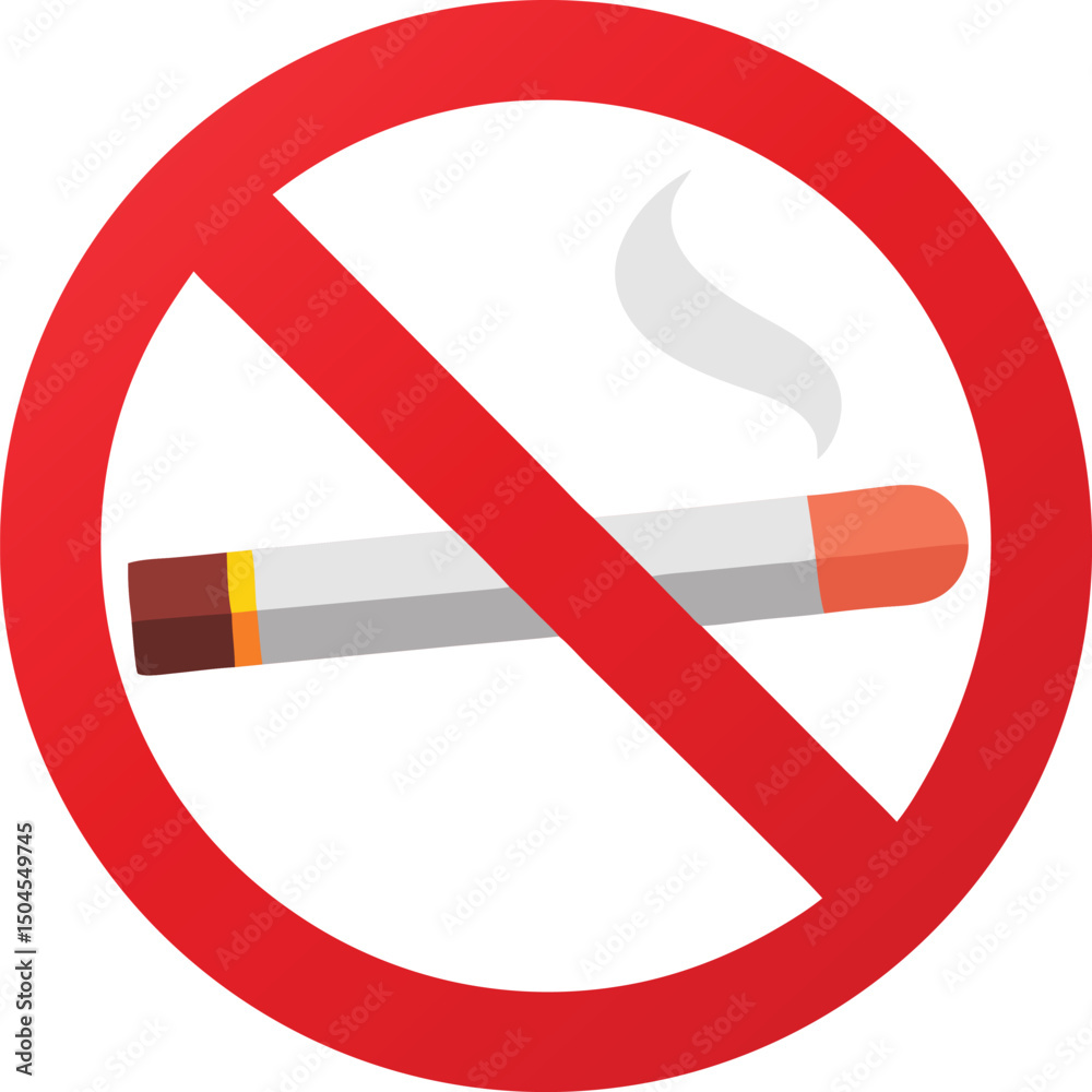 No Smoking Sign Vector – Simple Flat Design with Crossed-Out Cigarette ...
