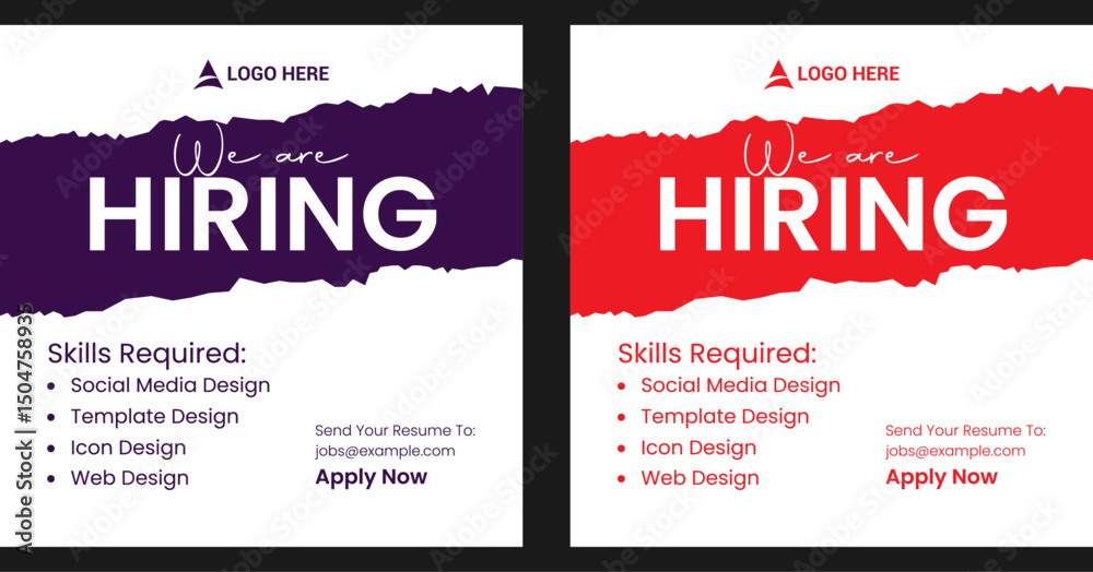 Vector de Stock We are hiring editable print flyer or poster a4 size ...