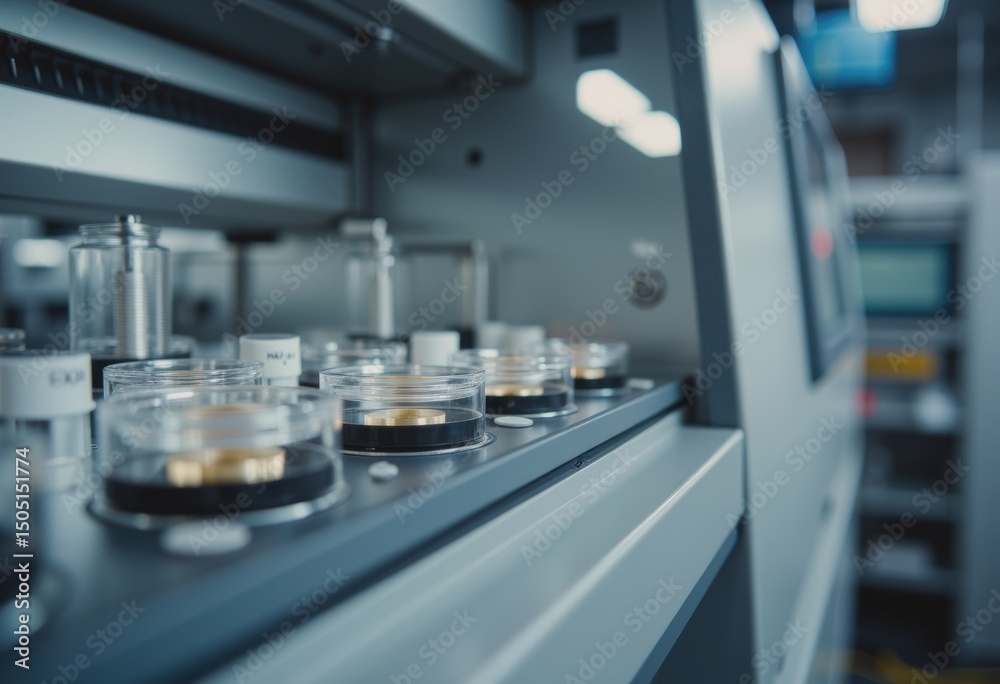 Wafer cassette loaded into a photolithography stepper in a clean room ...