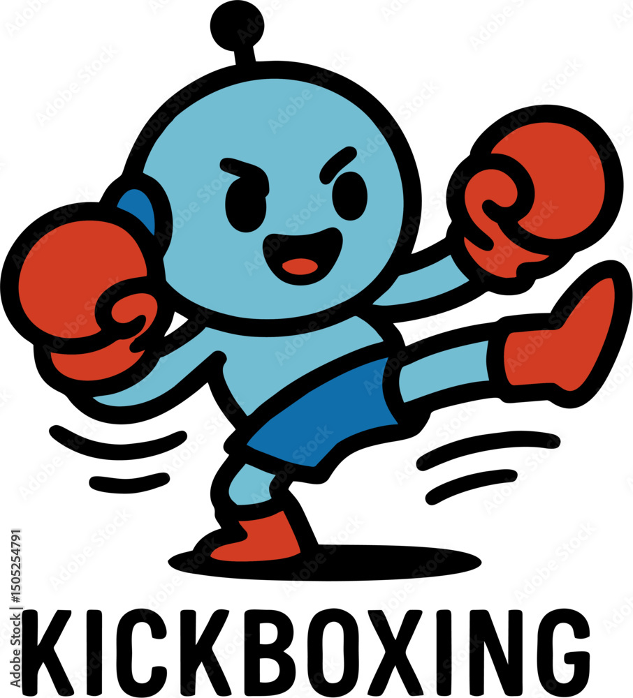 Robot kickboxer delivers powerful kick Stock Vector | Adobe Stock