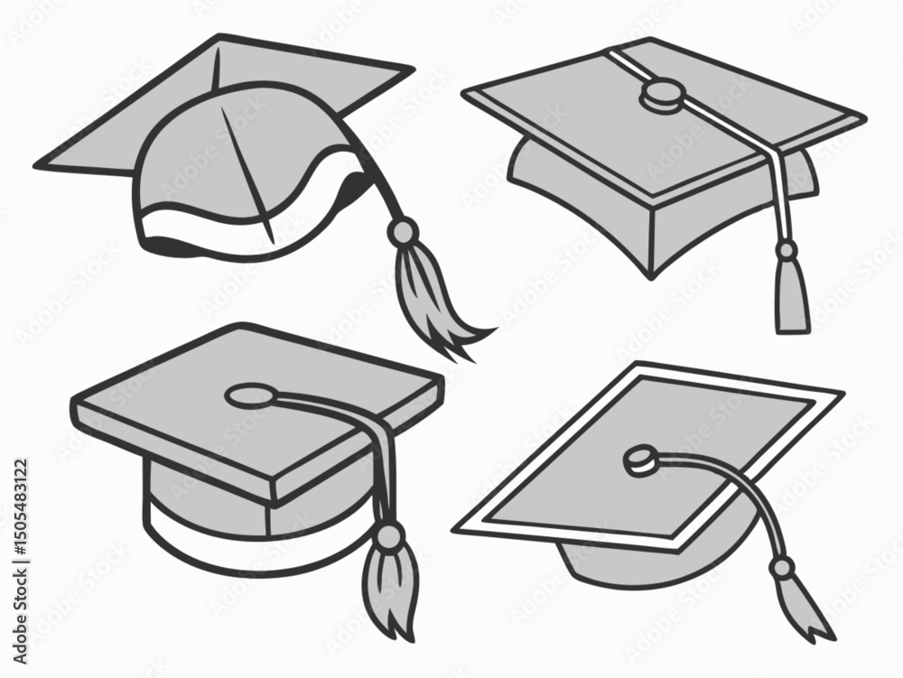 Graduation seamless border with the square academic cap high into the ...