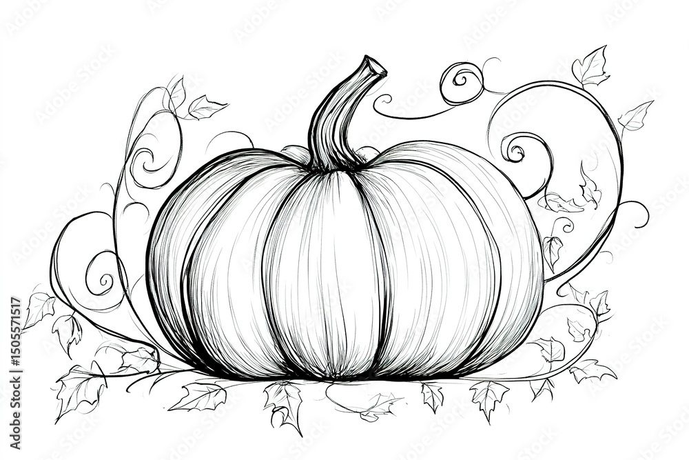 pumpkin vine drawing