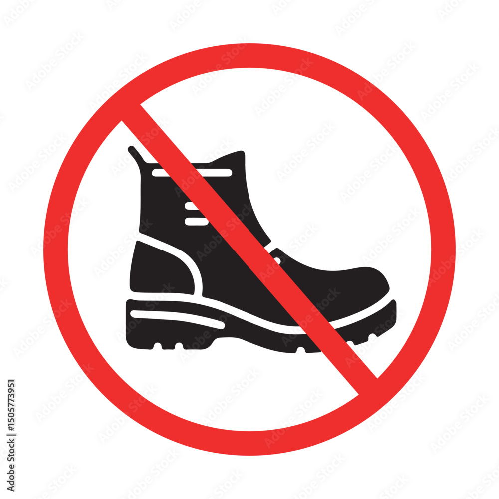 No Boots Symbol Sign For Footwear Prohibition And Safety Regulations In