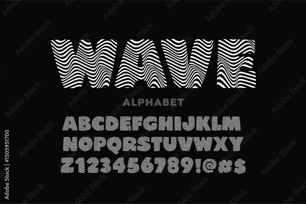 3d linear halftone alphabet, digital equalizer font for logo, headline ...