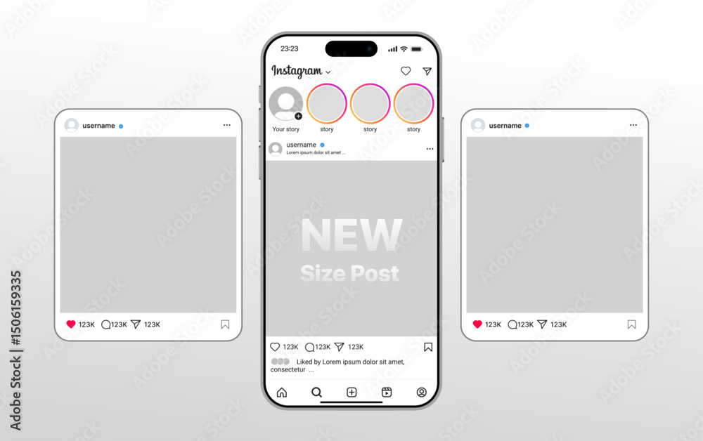 Instagram post mockup template with updated 2025 grid layout on iPhone ...
