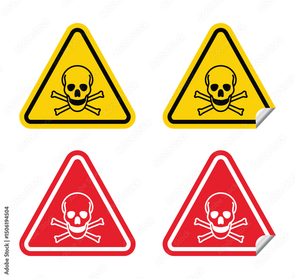 Caution warning signs set. Warning Poison hazard Symbol. Beware Of ...