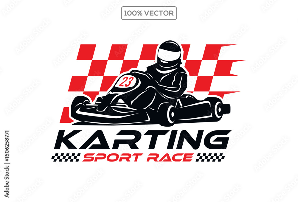 Kart racing winner logo design vector illustration Stock Vector | Adobe ...