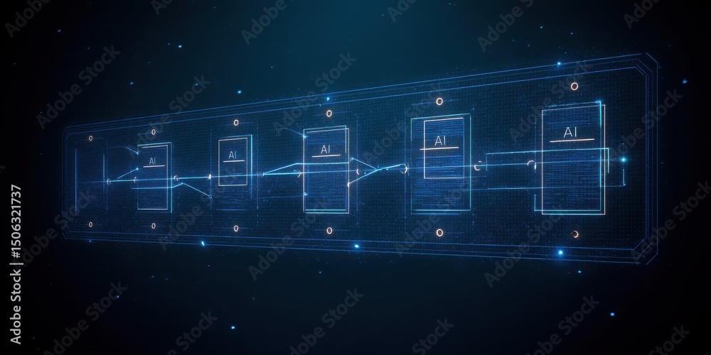 Digital Flow Chart Diagram for AI Concept. Futuristic AI Data ...