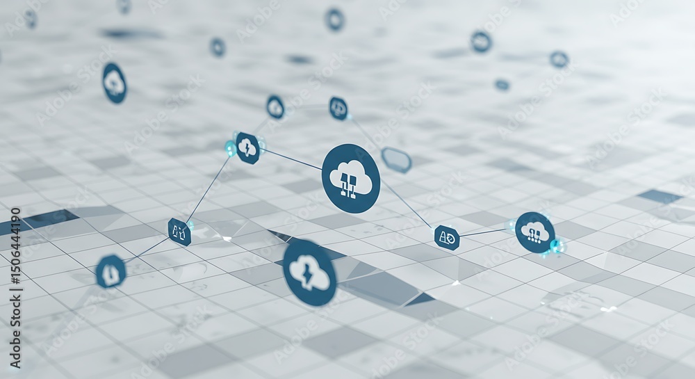Dynamic animation showing abstract machine learning process, charts and ...
